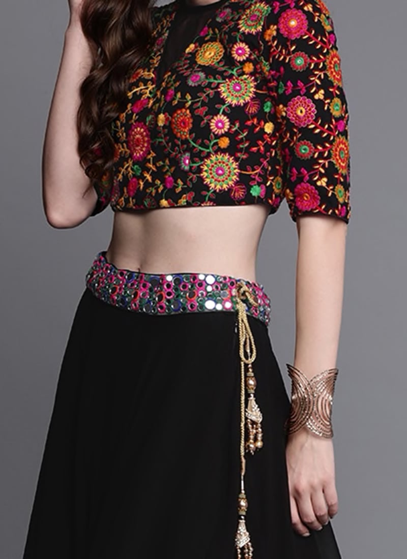 Buy Black Closed Neck Lehenga Festive Wear Online at Best Price | Cbazaar