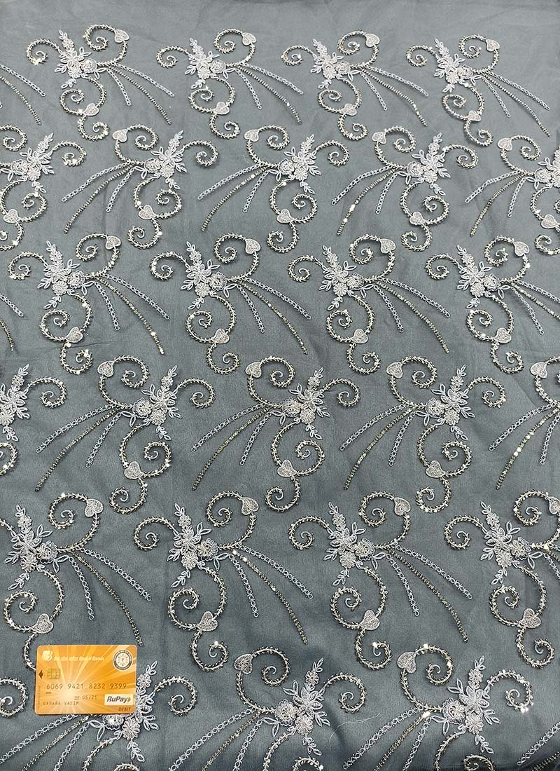 Grey Net Embroidered Patterned EFKYU1829