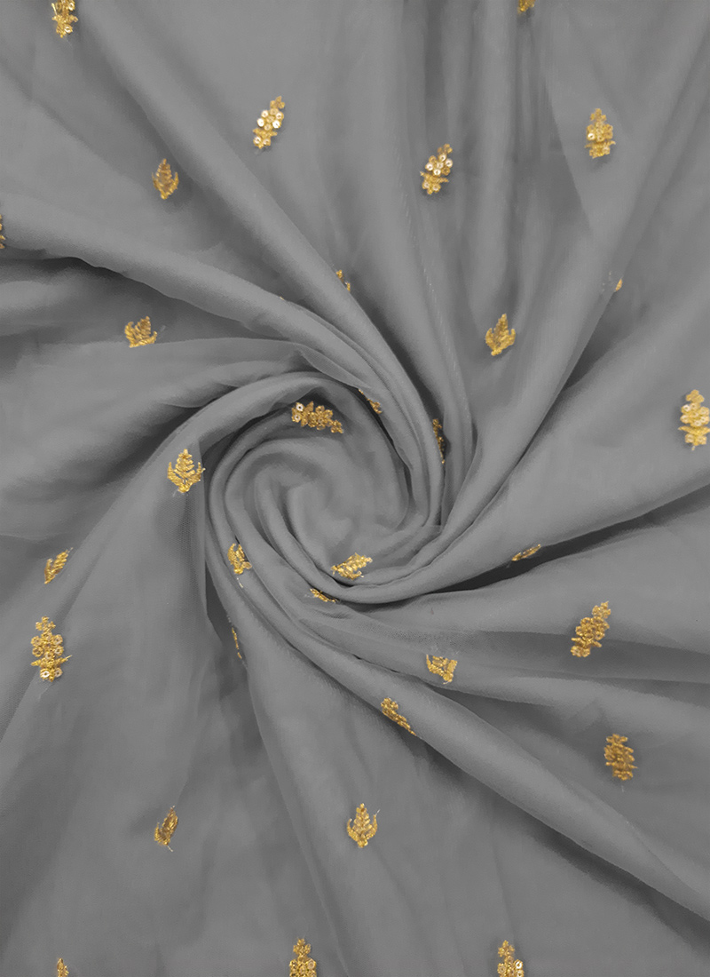 Buy Grey Net Embroidered Fabric Online at Best Price | Cbazaar